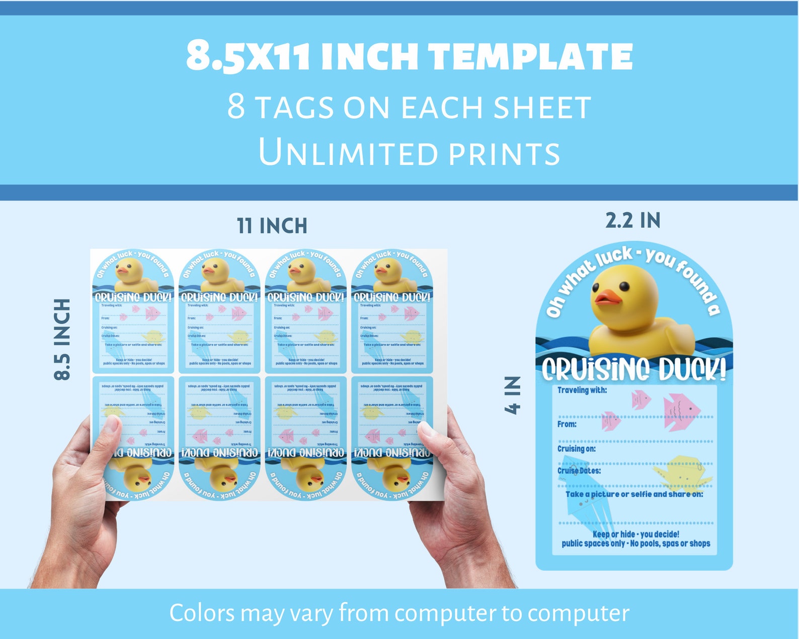 Cruising Ducks Tag Printable Digital Download Instant Cruise - Etsy