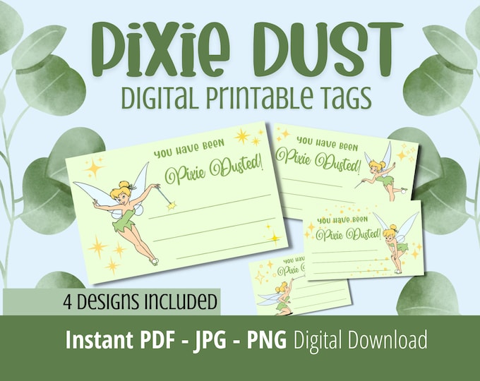 Pixie Dust Tag, Printable Digital Download, Fish Extender, Instant ...