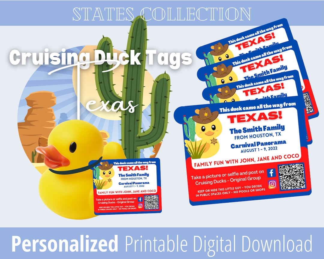 Cruising Ducks Texas State Tag, Printable Digital Download, Custom Tags ...