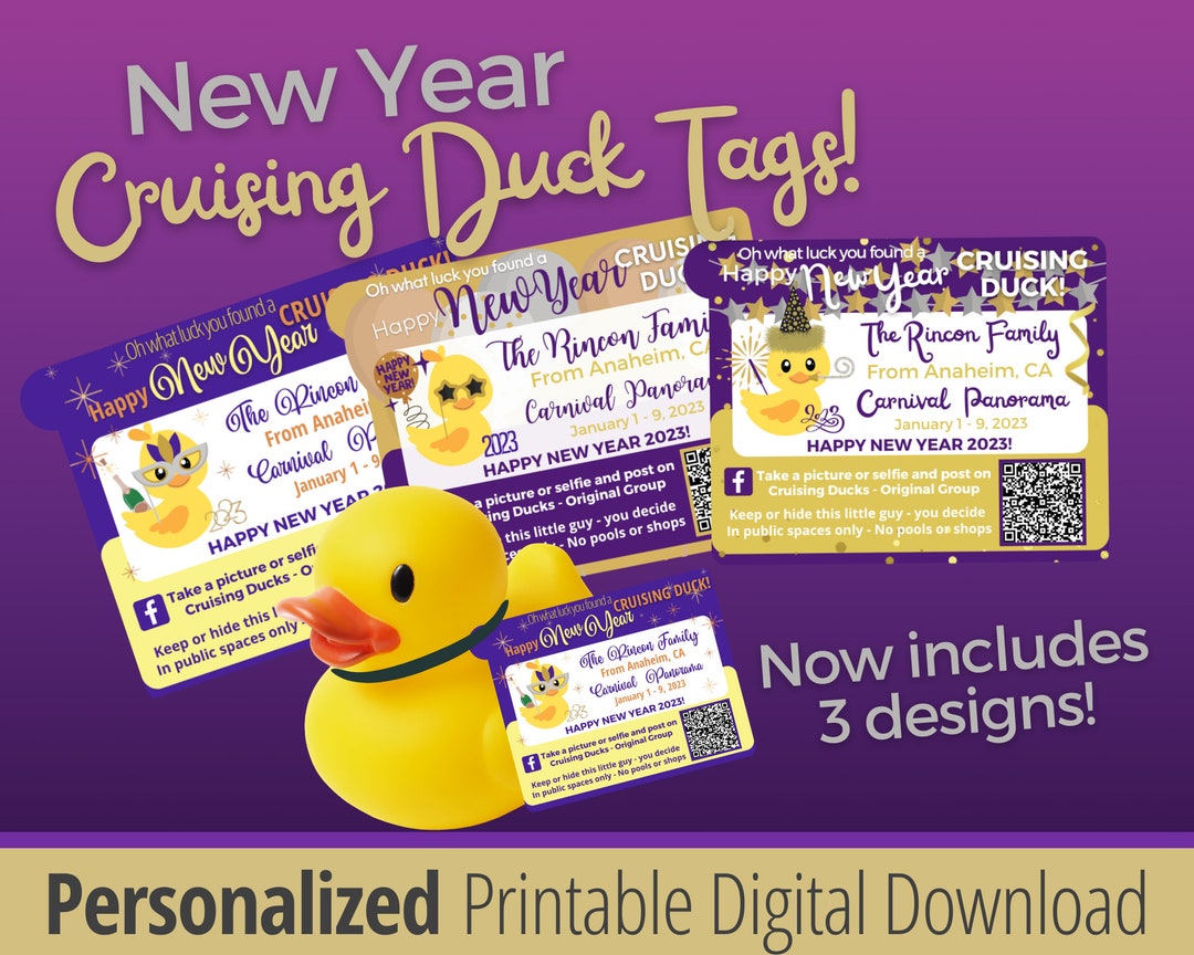 New Year Cruising Ducks Tag, Printable Digital Download, Custom Tags ...