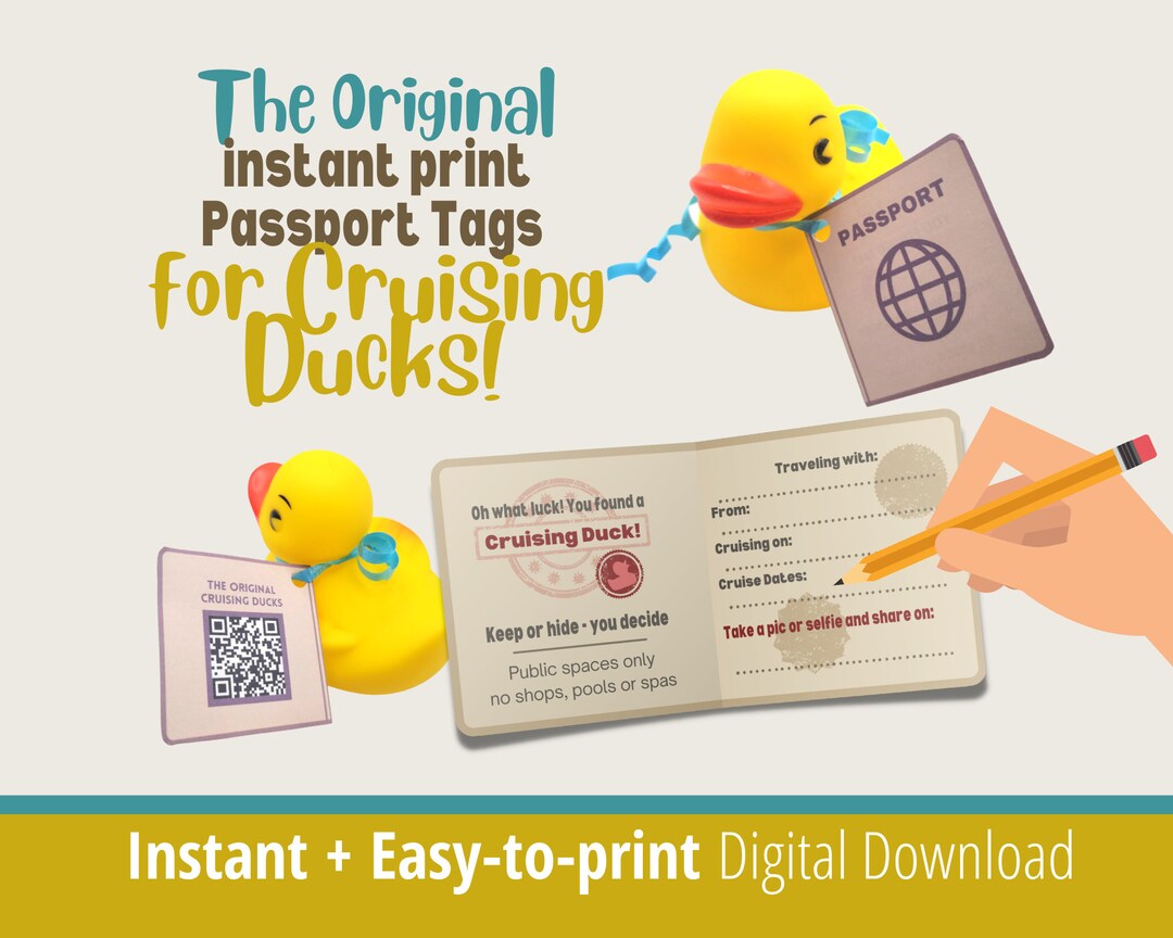 Cruising Ducks Passport, Printable Digital Download, Custom Tags for ...