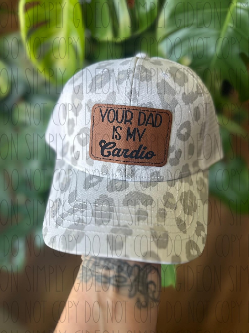 Your Dad is My Cardio Hat: Leopard Print Ponytail Trucker Hat - Etsy