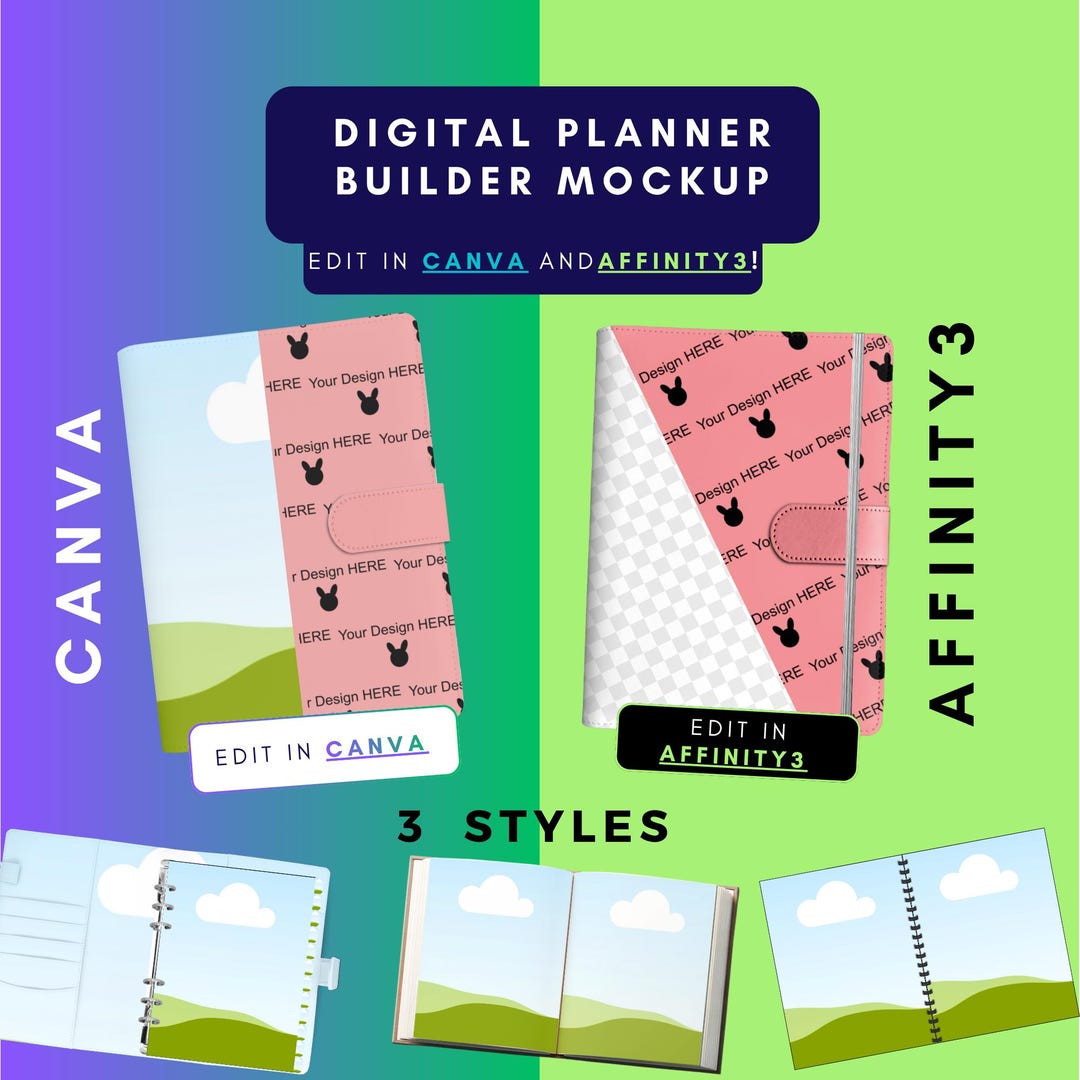 Planner Covers Mockup. Planner Canva Frames. Digital Planner Builder ...