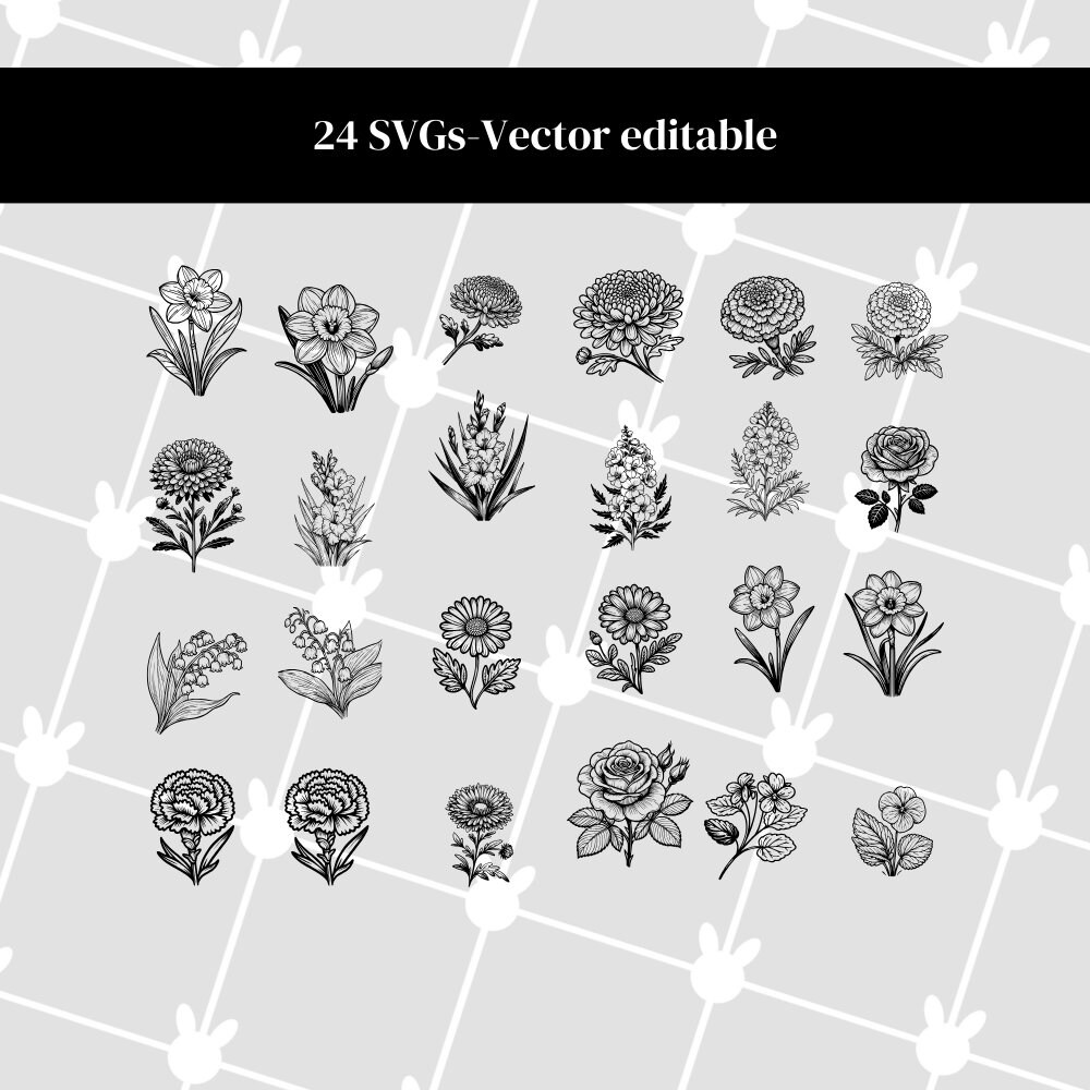 Birth Flower SVG Bundle. Color Birth Flower Graphics Bundle. PSD Files ...