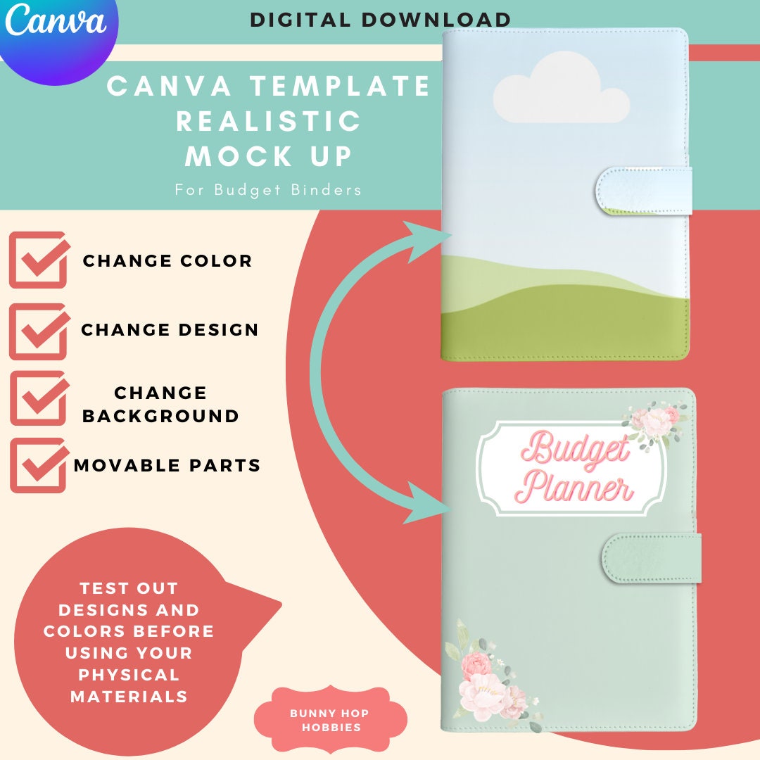 Budget Binder. Canva Template. Realistic Mockup. Digital Planner Cover ...