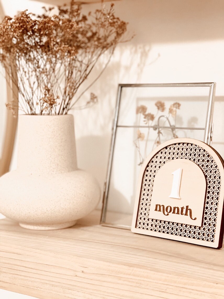 Boho Rattan Monthly Milestone Interchangeable Monthly - Etsy