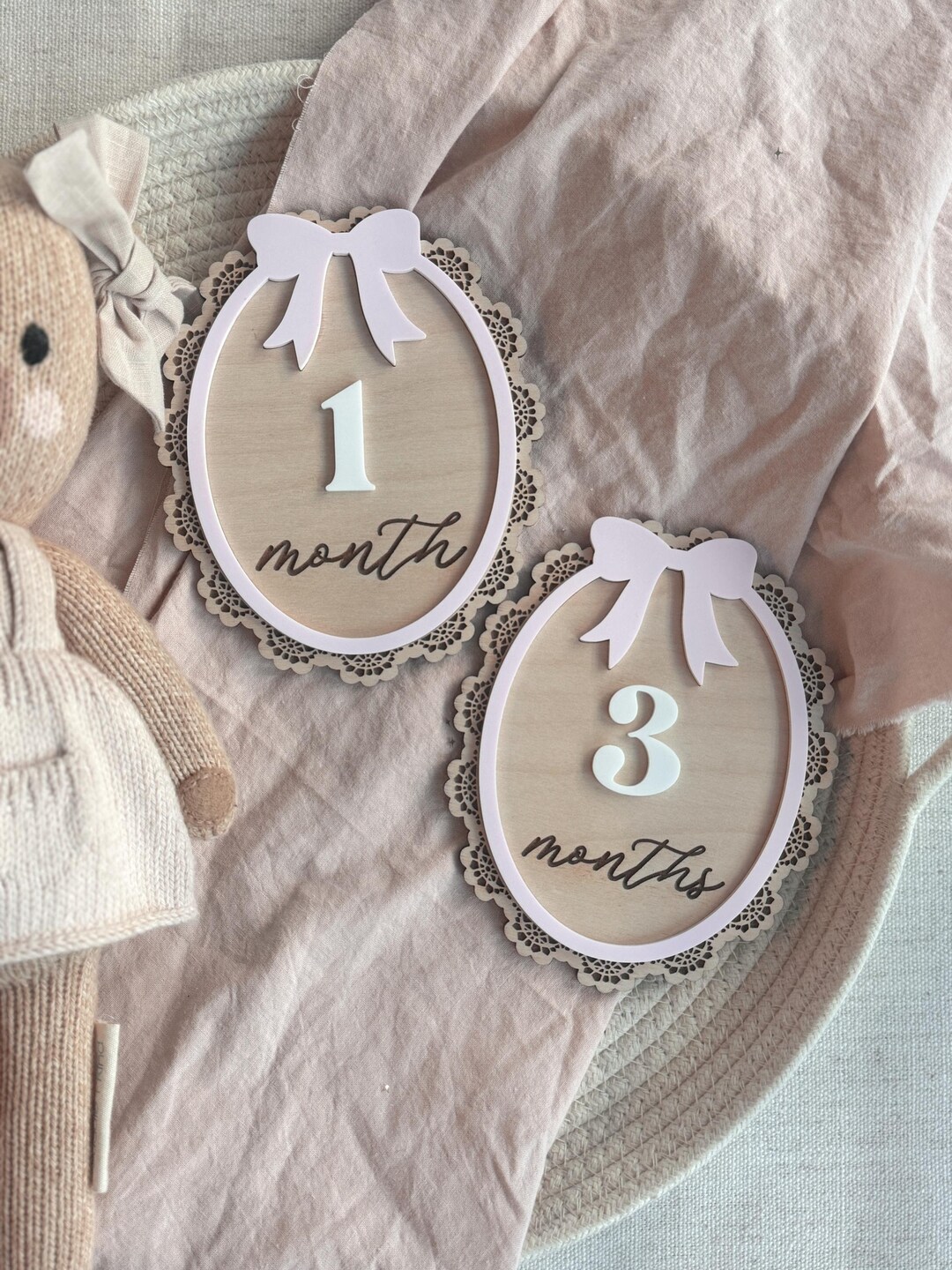 Wooden Milestones Set, Baby Monthly Milestone Marker, Baby Milestone ...