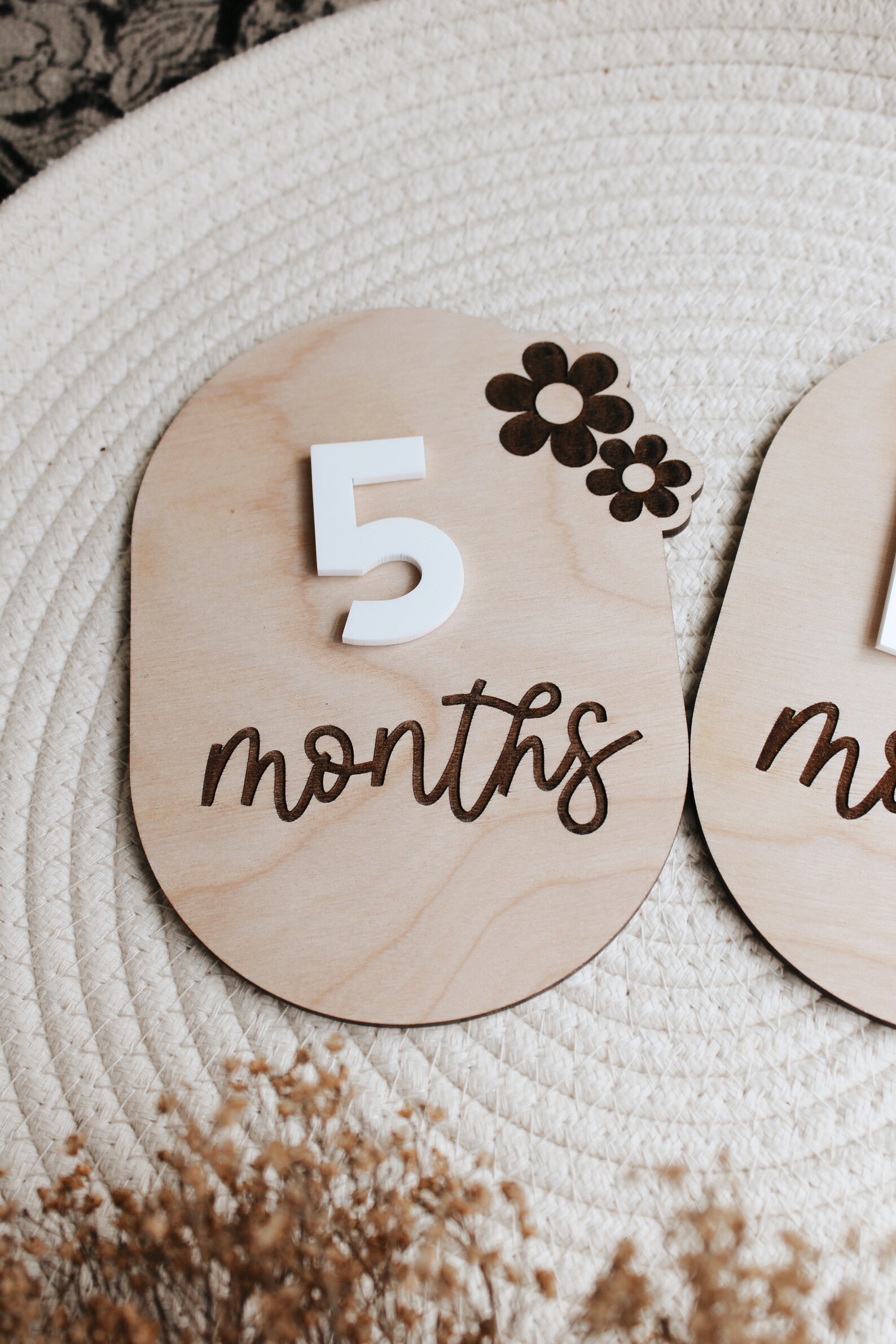 Boho Monthly Milestone, Interchangeable Monthly Milestone, Wooden Daisy ...