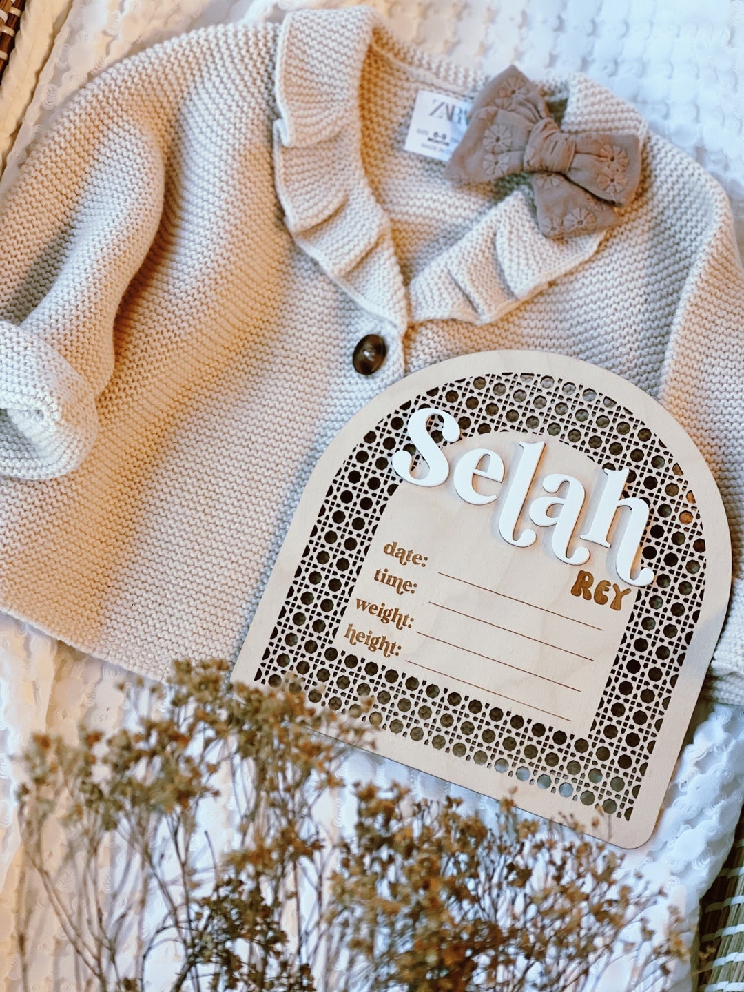 Baby Birth Announcement Sign, Boho Baby Arch Name Sign, Boho Birth ...