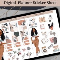 Treasured Boho Christian Affirmation Digital Sticker Sheet, Faith ...