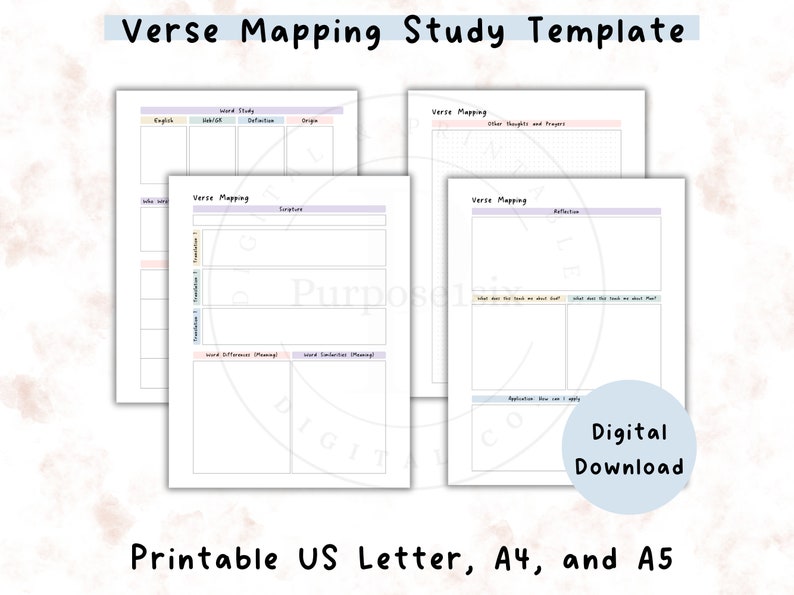 PRINTABLE, Bible Verse Mapping Template, Bible Study Template, Faith ...
