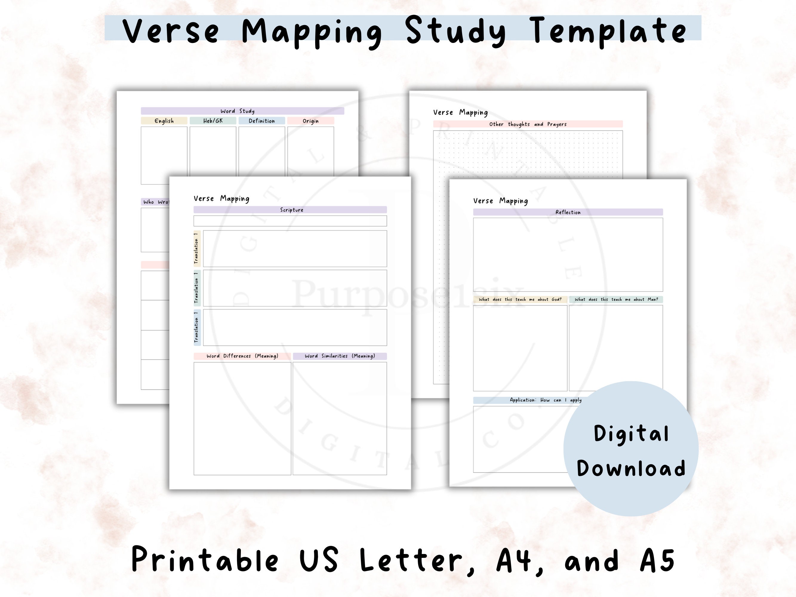 PRINTABLE, Bible Verse Mapping Template, Bible Study Template, Faith ...