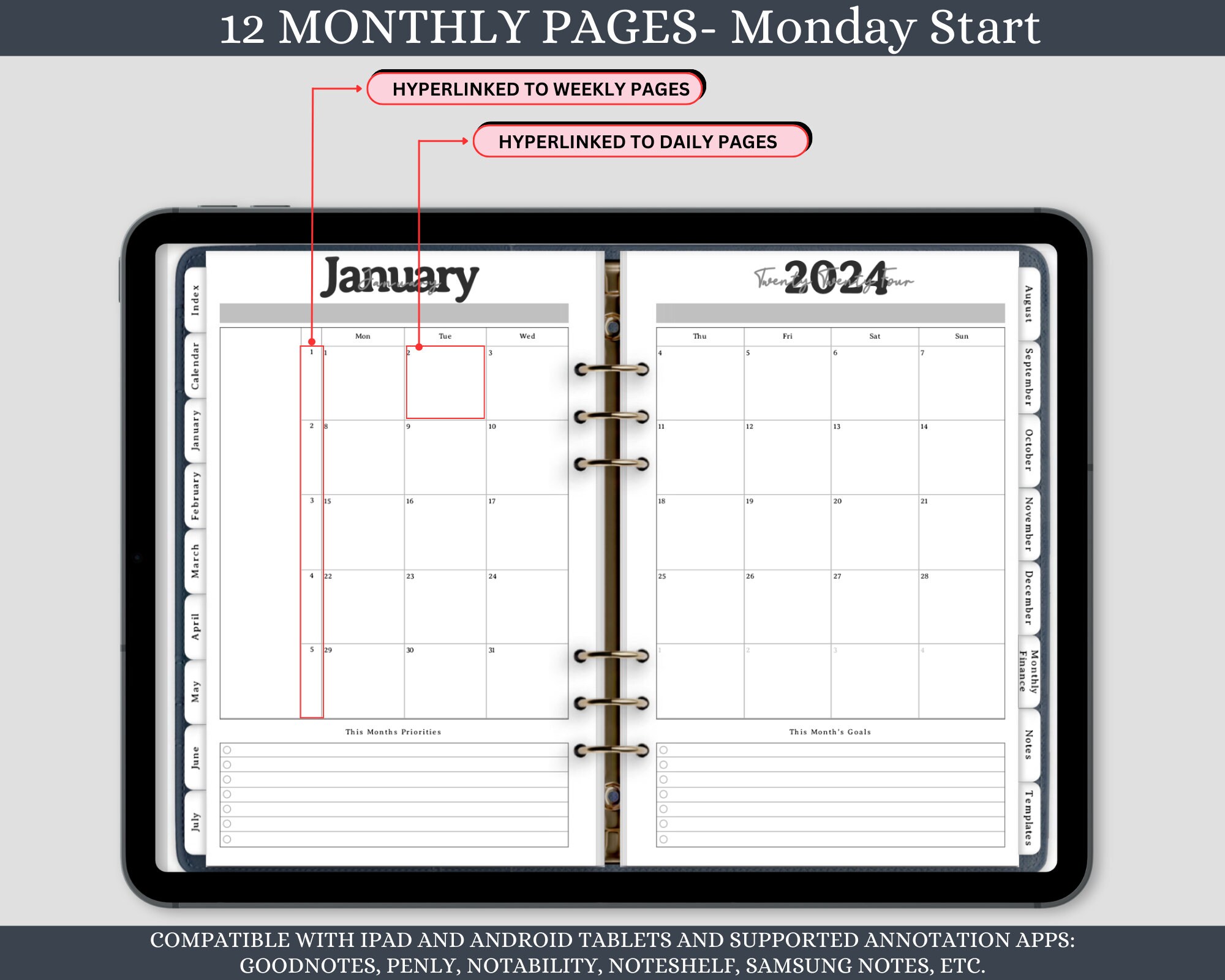 HYPERLINK Digital Planner, 2024 Simple Digital Planner, 2024 Digital ...