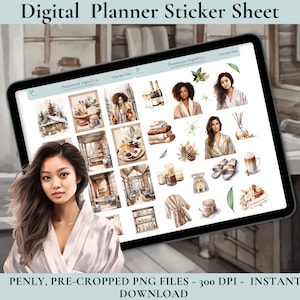 PENLY, Cozy Spa Time, Precropped Digital Stickers, January Stickers ...