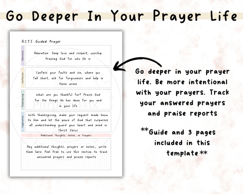 PRINTABLE, A.C.T.S Guided Prayer Template, Daily Prayer Journal, In ...