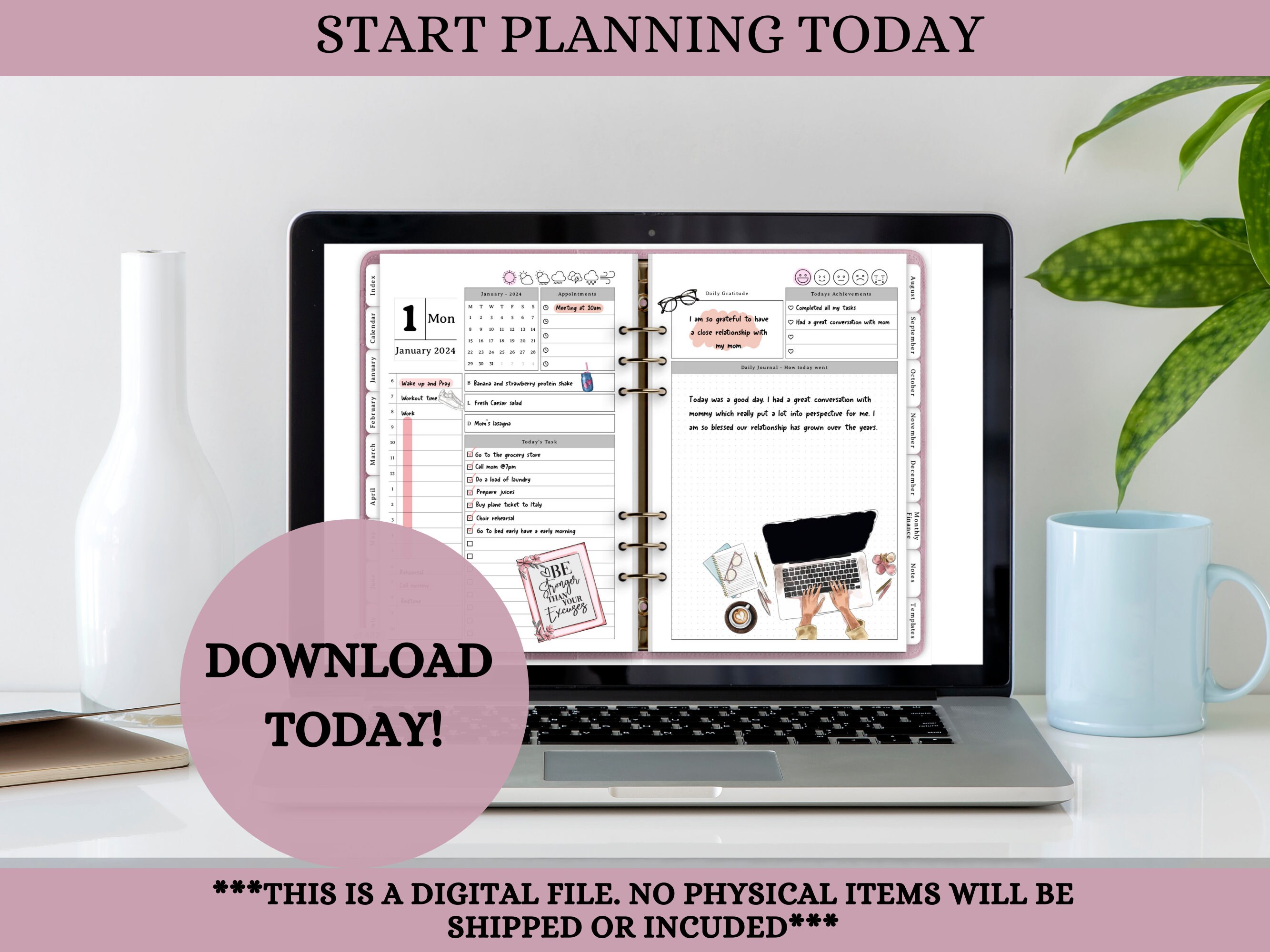 HYPERLINK Digital Planner 2024 Pink Simple Digital Planner - Etsy
