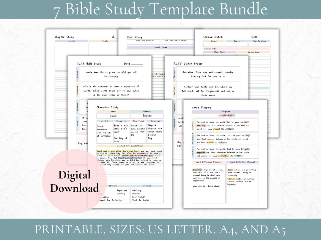 Bible Study Bundle, Bible Study Printable, Bible Character Study, Verse ...
