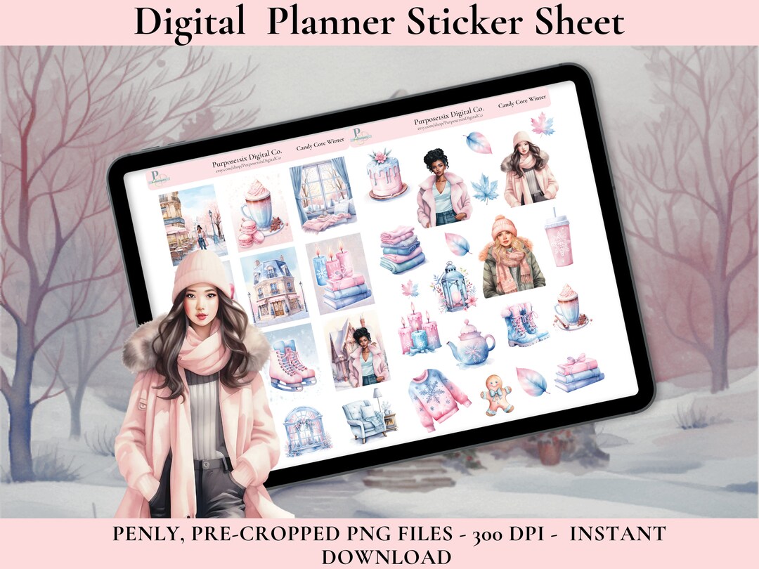 PENLY, Candy Core Winter, Precropped Digital Stickers, January Stickers ...