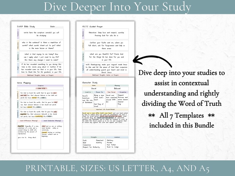 Bible Study Bundle, Bible Study Printable, Bible Character Study, Verse ...