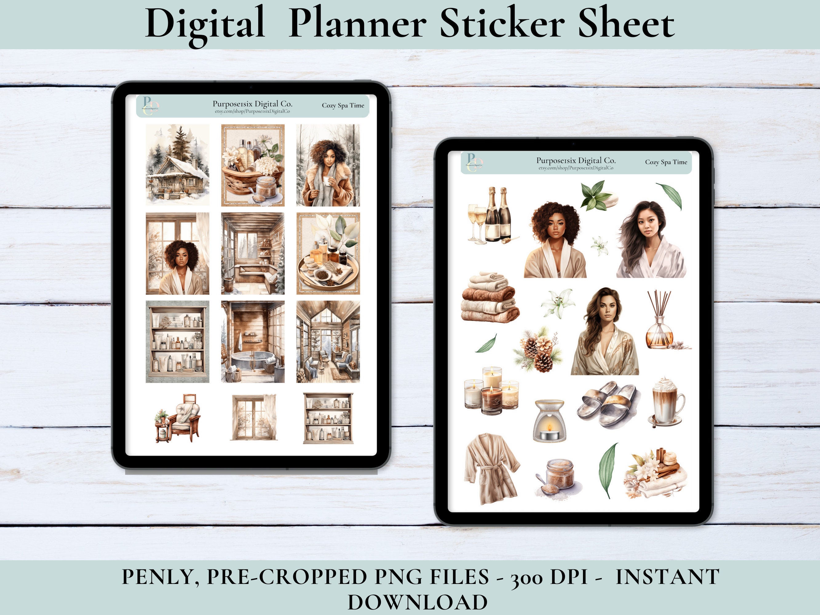 PENLY, Cozy Spa Time, Precropped Digital Stickers, January Stickers ...