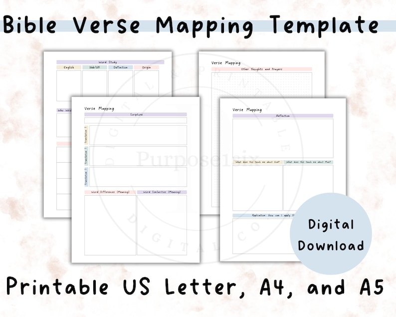 PRINTABLE Bible Verse Mapping Template Bible Study Template - Etsy