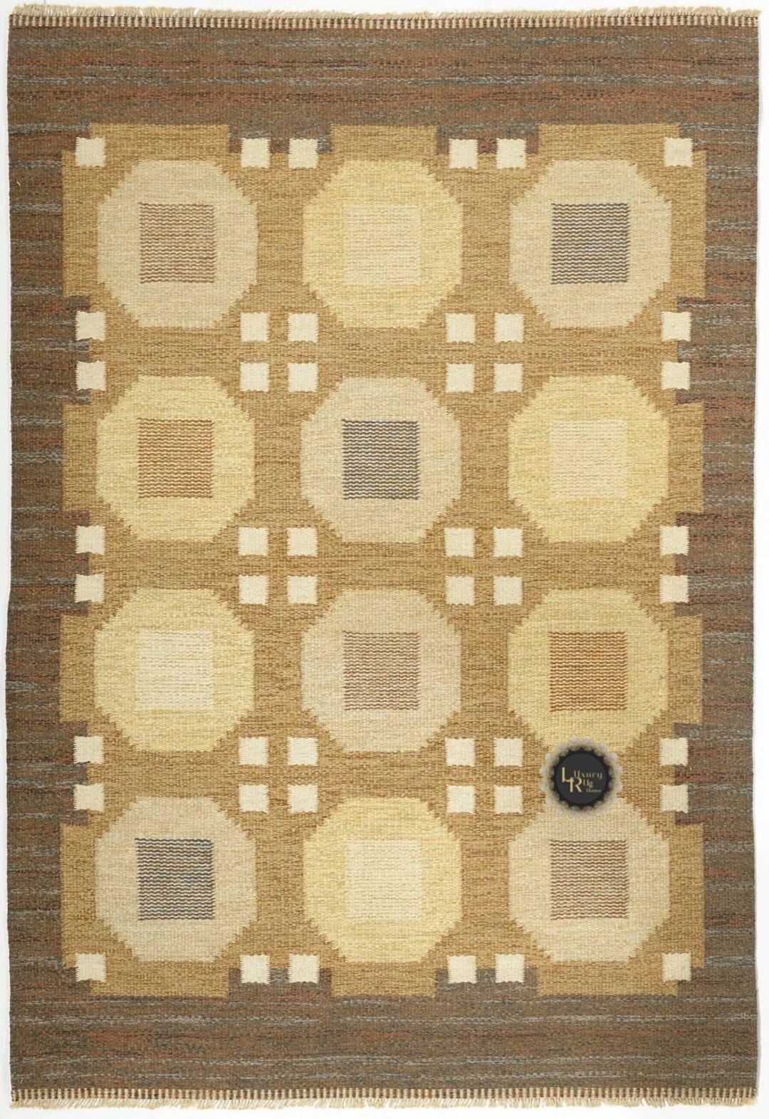Swedish Flatweave Rug 9X12 – Modern Kilim Area Rug in Green and Brange ...