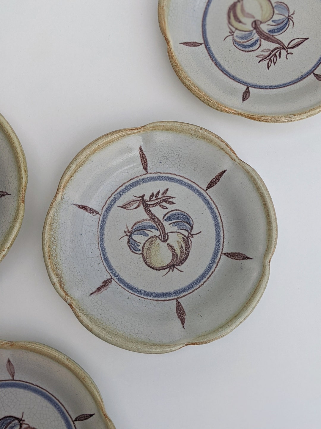 Vintage Bo Fajans Ceramic Plates With Hand-painted Fruits Motif, by ...