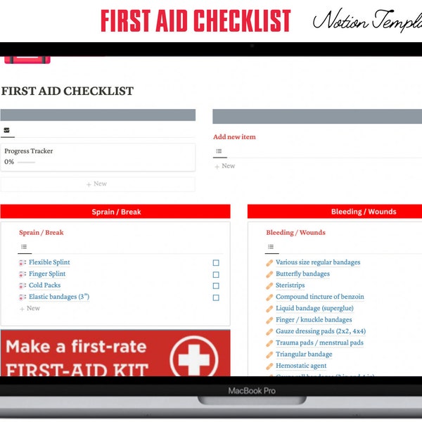 First Aid Checklist Template - Etsy