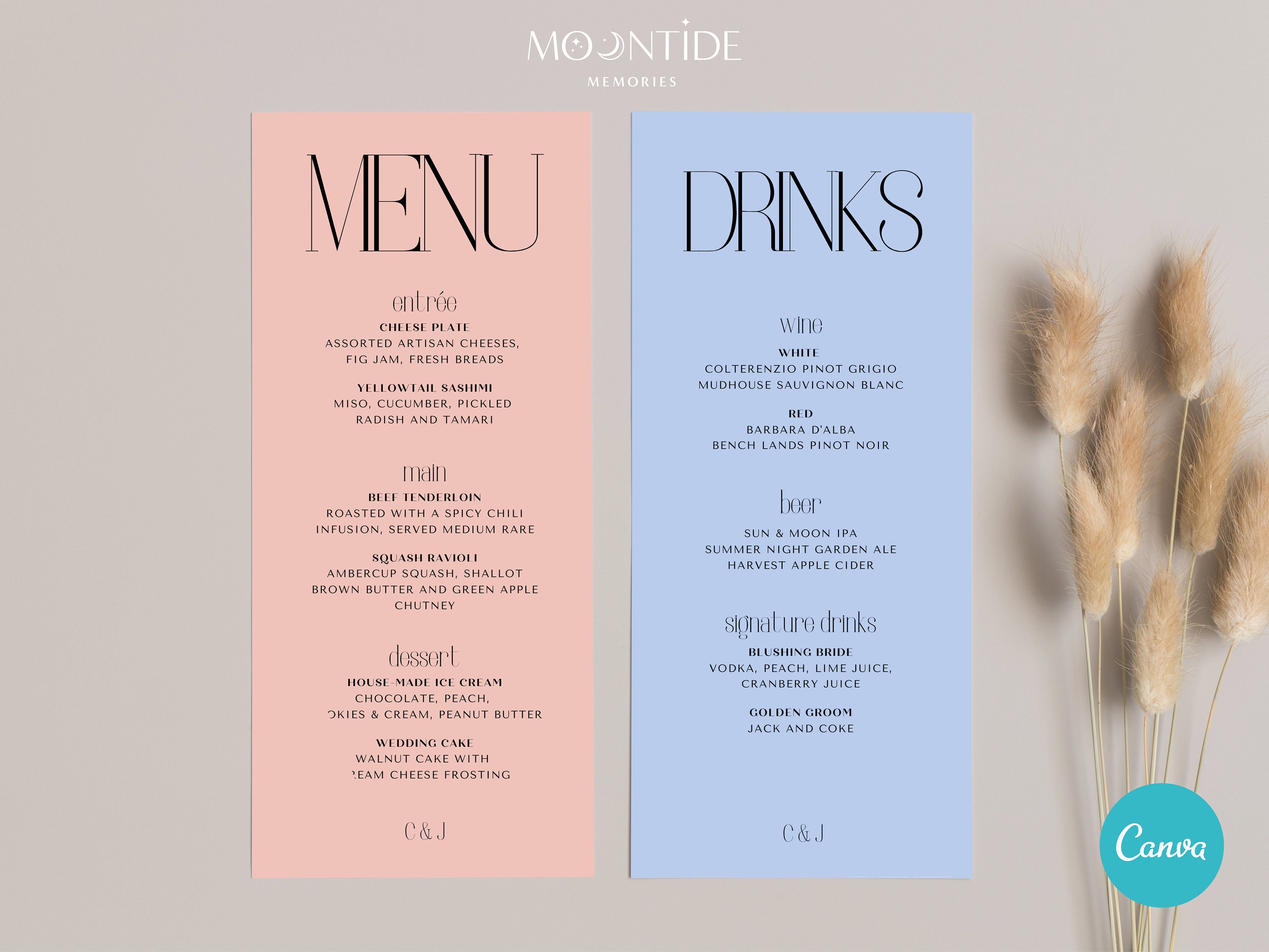 Bright & Colorful Wedding Menu Printable Bright and Modern Instant ...