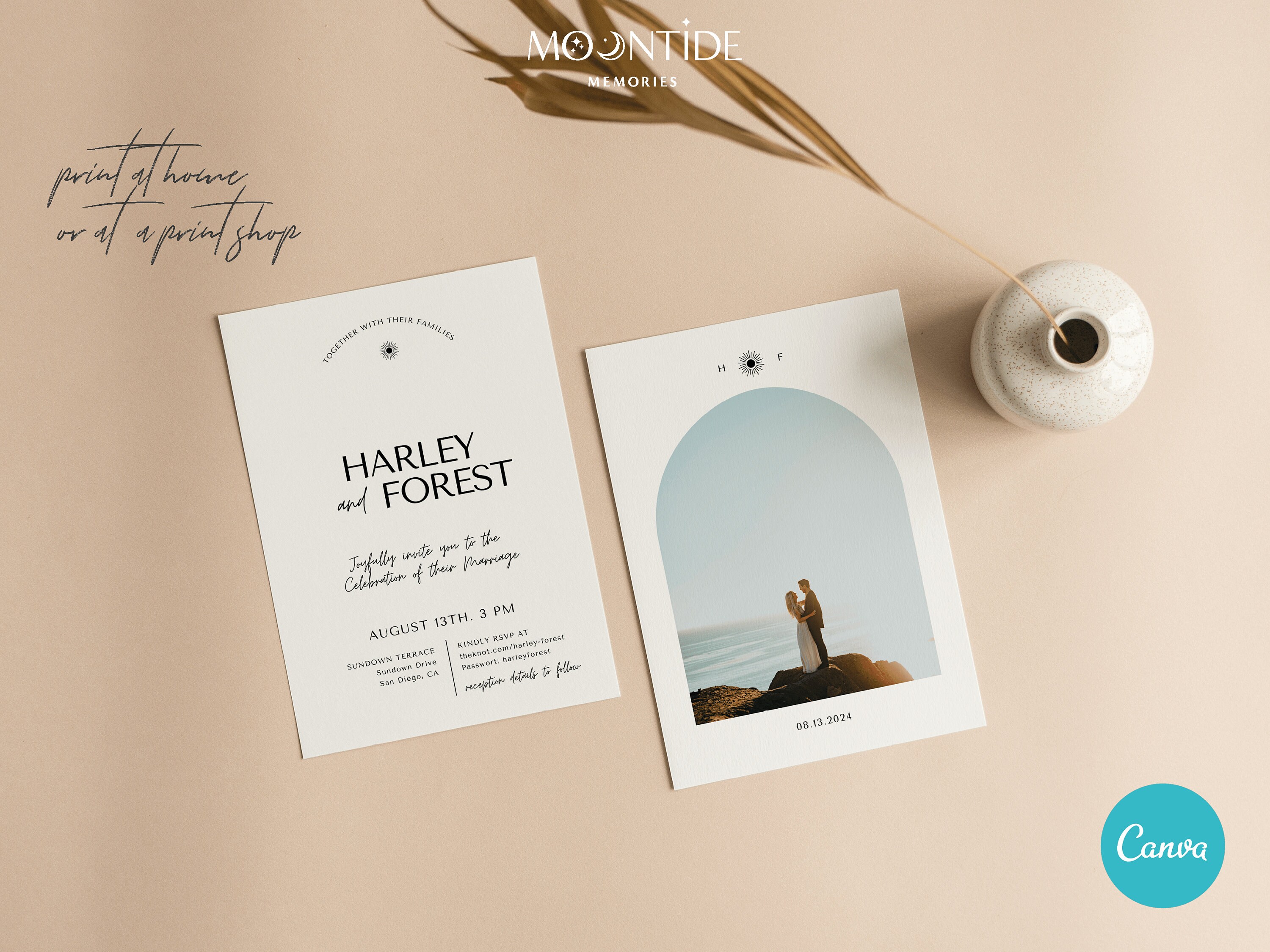 Clean and Modern Wedding Invitation Template Editable Minimalist ...