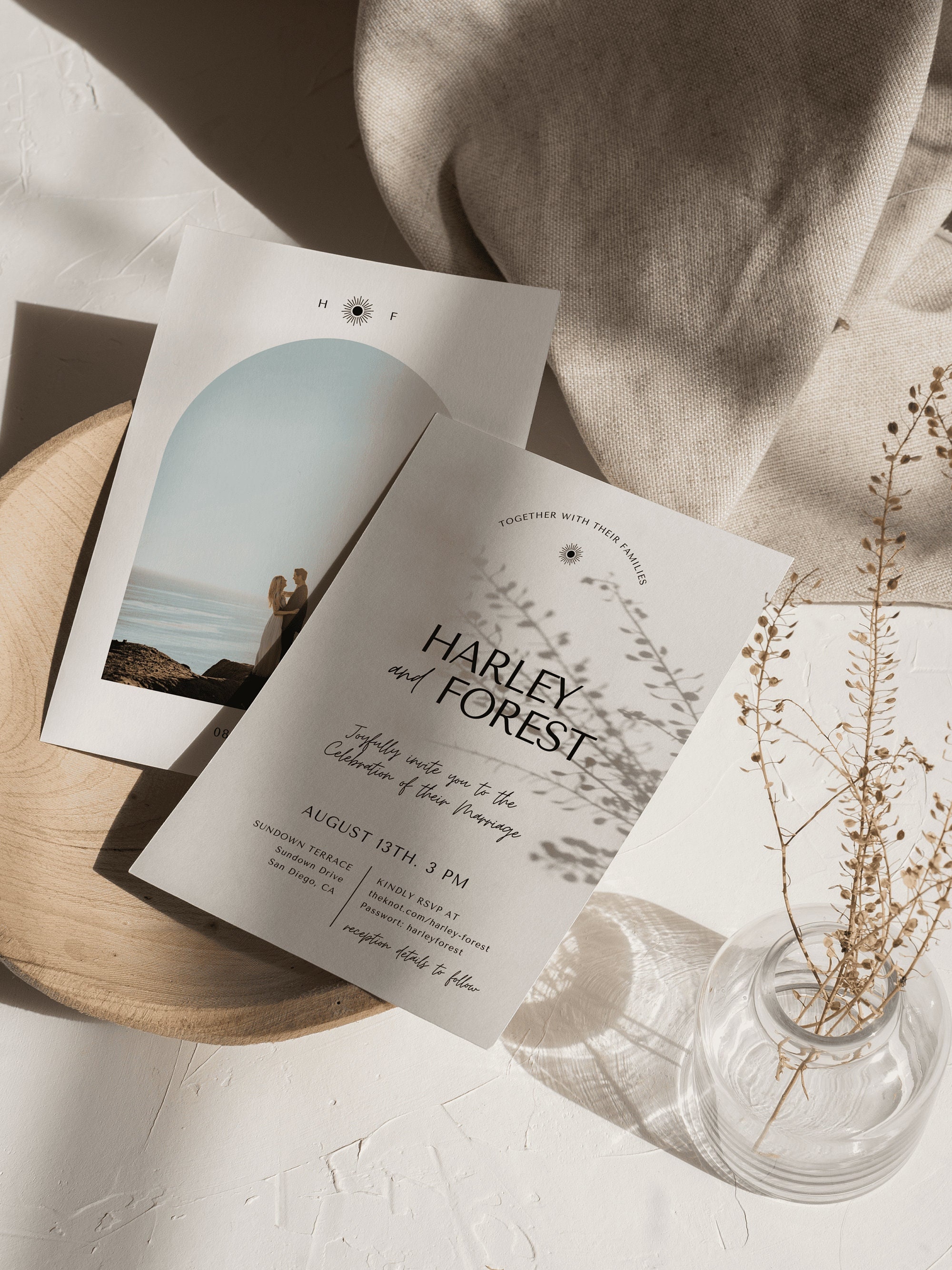 Clean and Modern Wedding Invitation Template Editable Minimalist ...