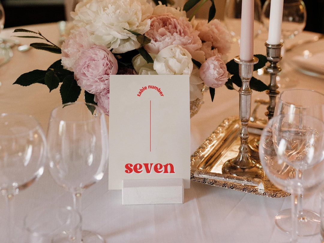 Colorful Retro Wedding Table Number Sign | Boho Wedding Table Number ...