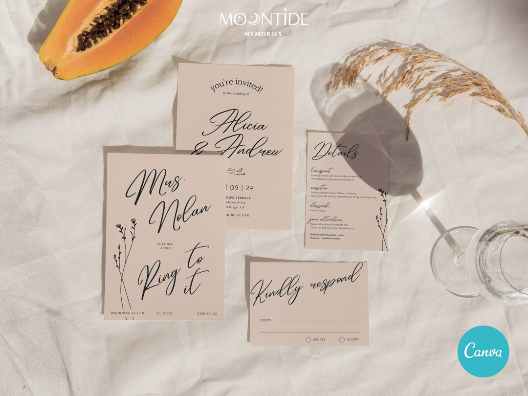 Handwritten & Caligraphy Wedding Invitation Set | Timeless Wedding ...