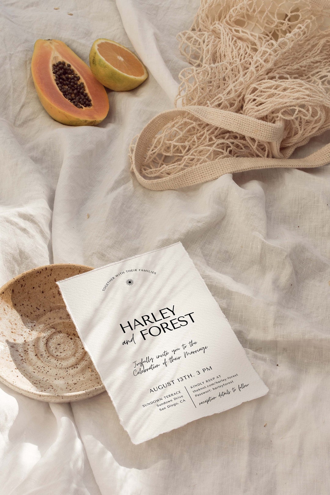 Clean and Modern Wedding Invitation Template Editable Minimalist ...