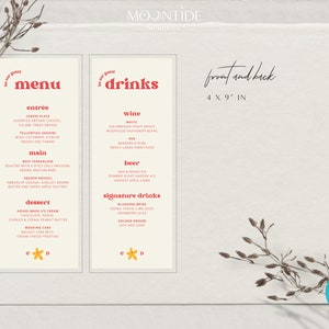 Colorful Retro Themed Wedding Menu | Printable Bright and Modern ...