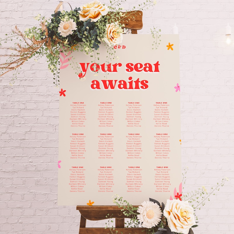 Colorful Seating Chart - Etsy
