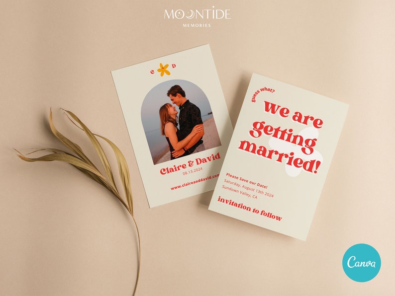 Retro Floral Save the Date | Editable Digital Invite (PDF) - Etsy UK