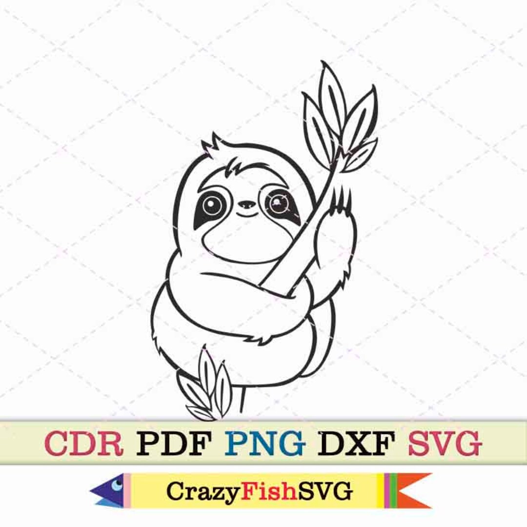 Sloth Clipart Svg Png Cute Animal Print Ornament - Etsy
