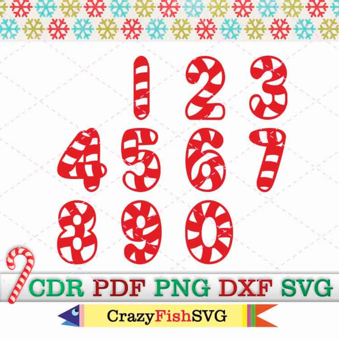 Candy Cane Svg Number Christmas Clipart Advent Calendar - Etsy
