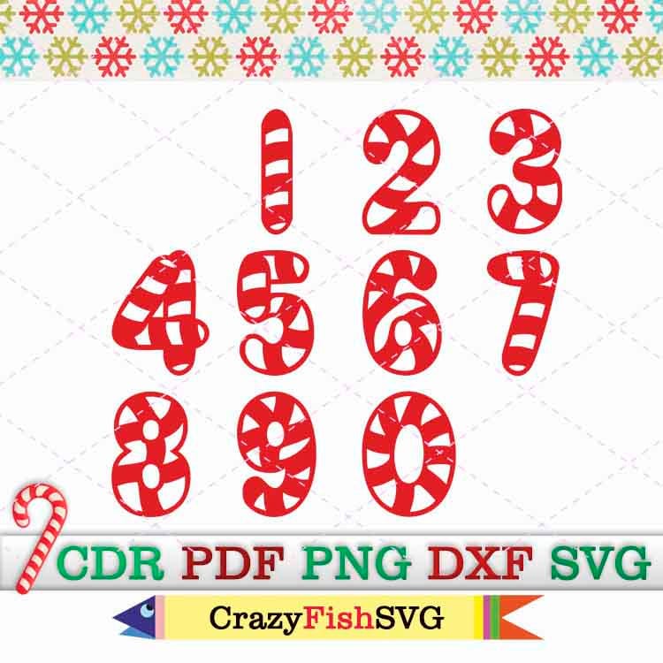 Candy Cane Svg Number Christmas Clipart Advent Calendar - Etsy