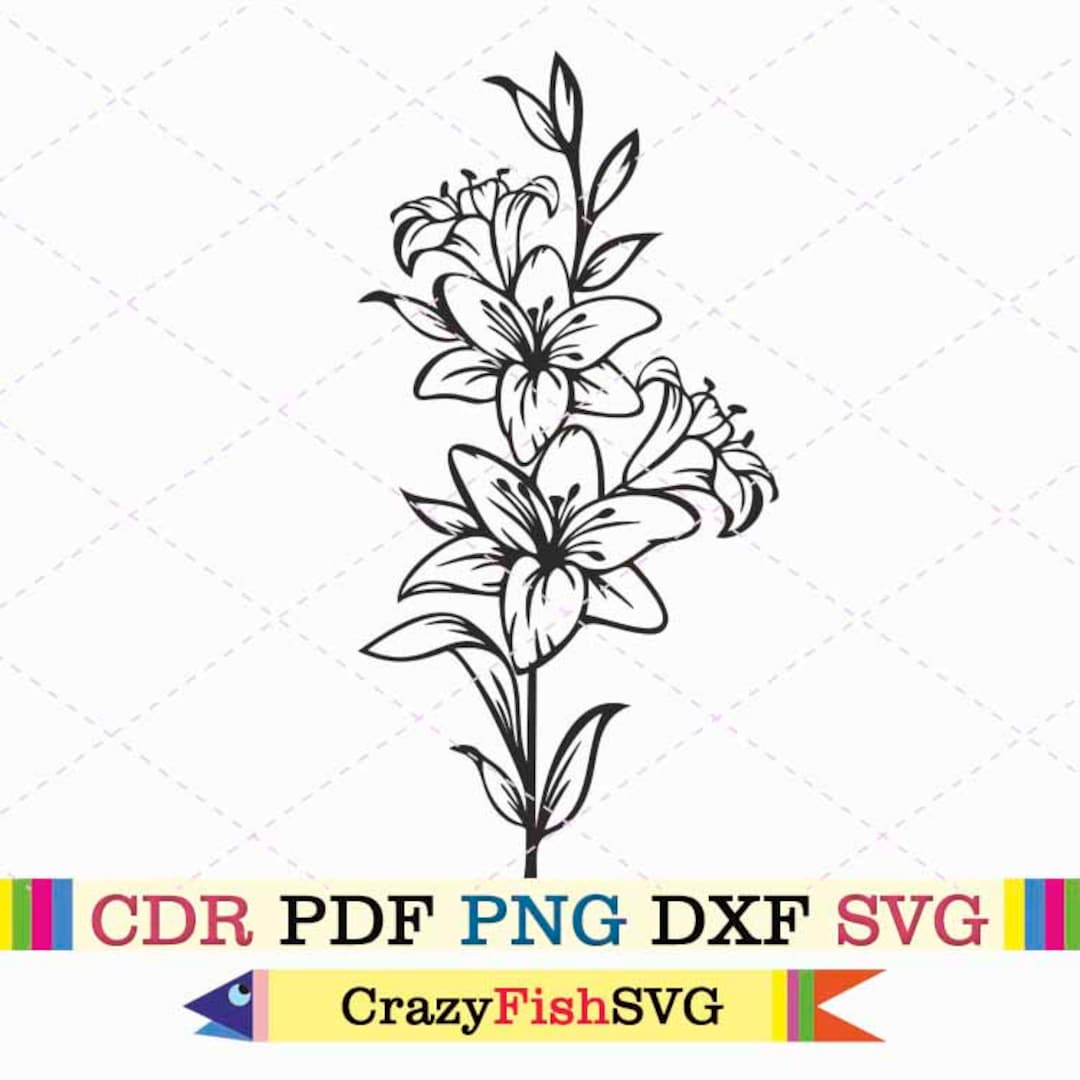Lily Flower Svg Clipart Botanical Png Easter Flower Bouquet - Etsy