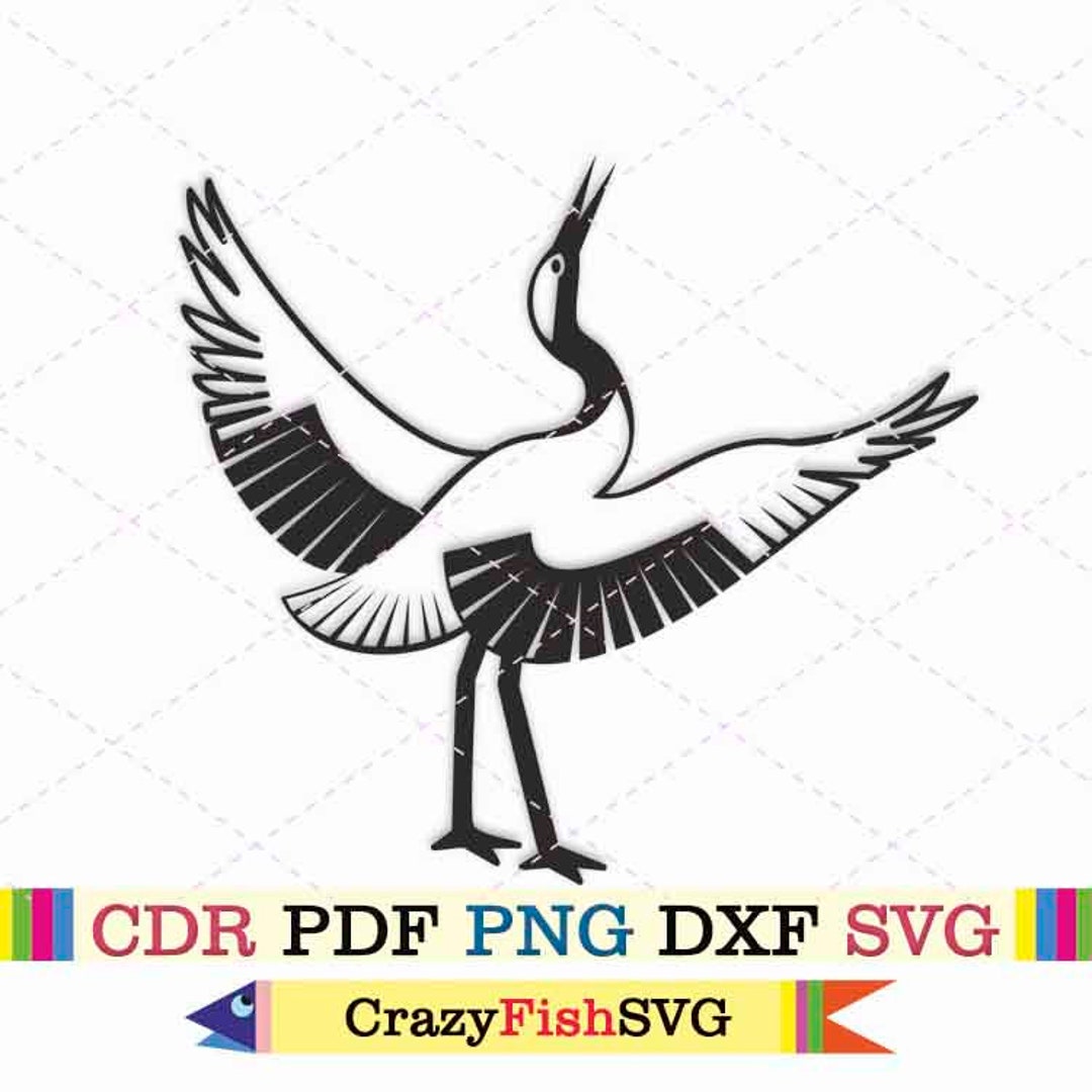 Crane Japan Svg Bird Oriental Digital Clipart Print Asian Silhouette - Etsy