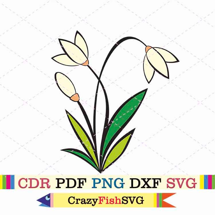 Snowdrop Flower Svg Bouquet Botanical Spring - Etsy