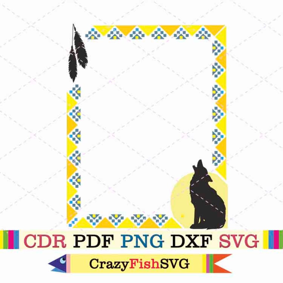 Wolf Clipart Picture Frame Svg Png - Etsy