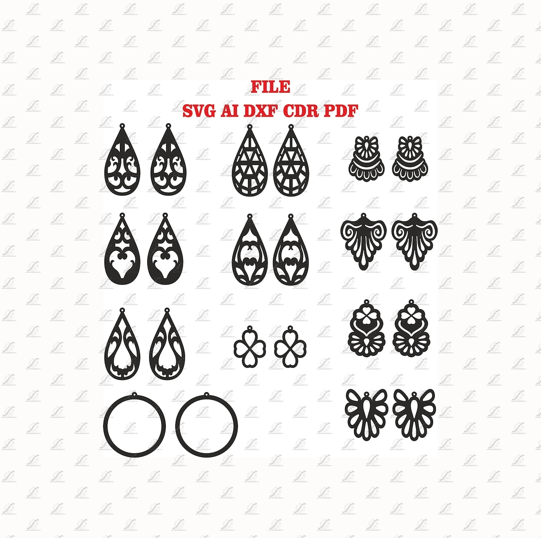Earrings Jewelry Svg. Digital File for Laser, Cricut, CNC. Pdf, Dxf, Ai ...