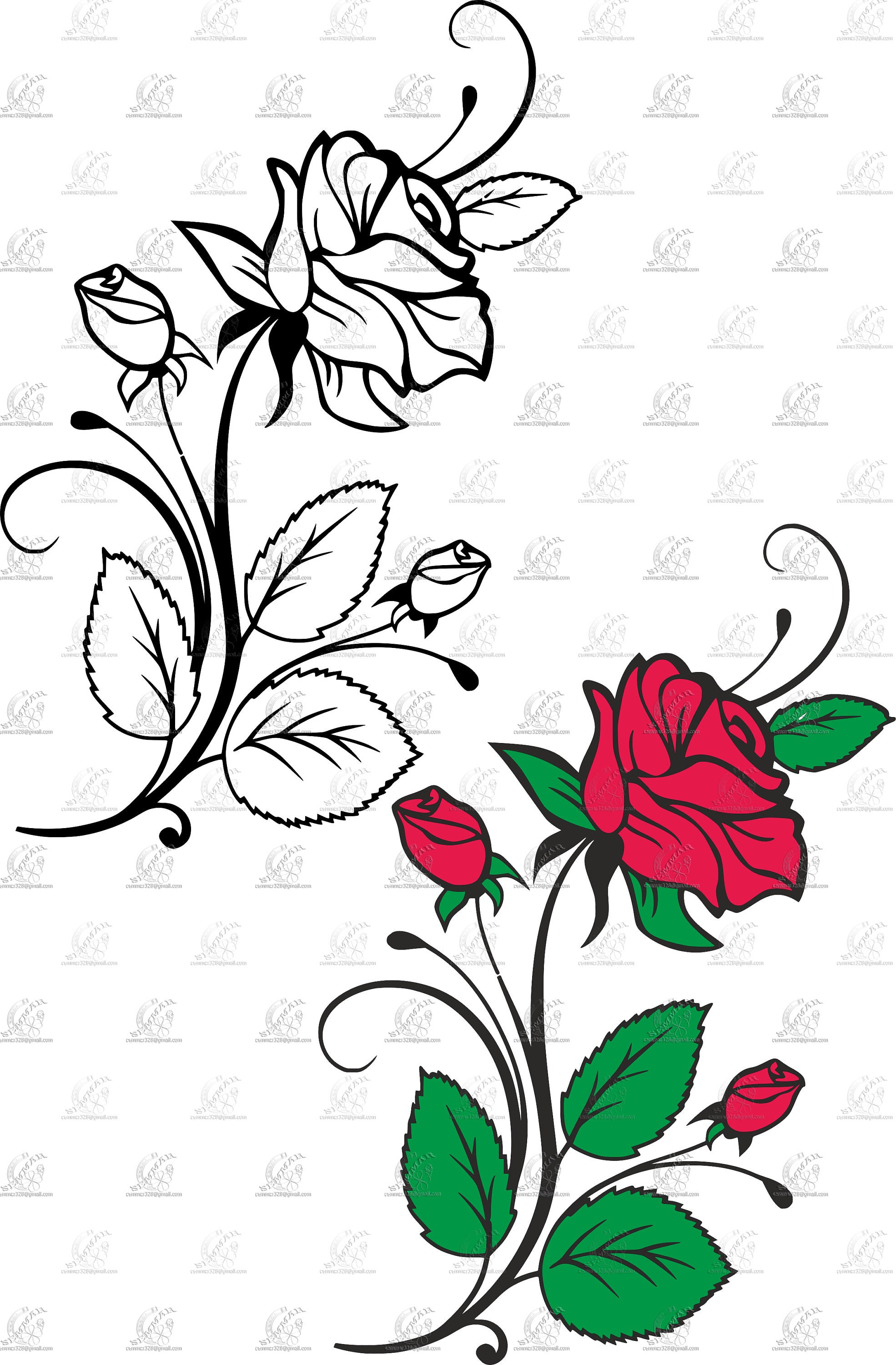 Rose Flower Digital File. File for CNC, Plotter, Laser, Textile Printer ...