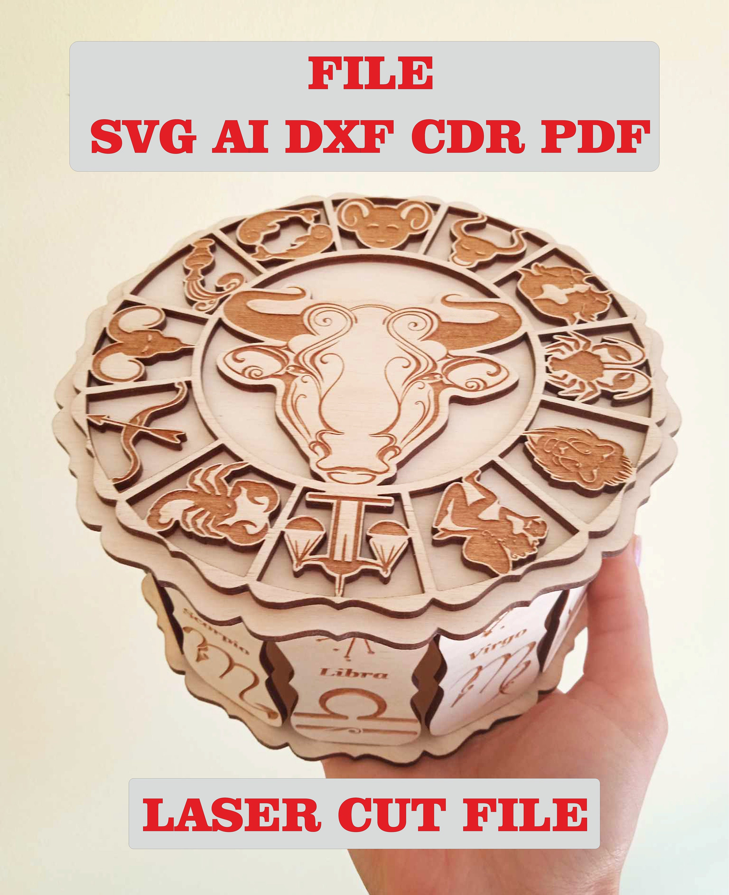 Zodiac Box Svg. Project Boxes for All Zodiac Signs. File for Laser ...