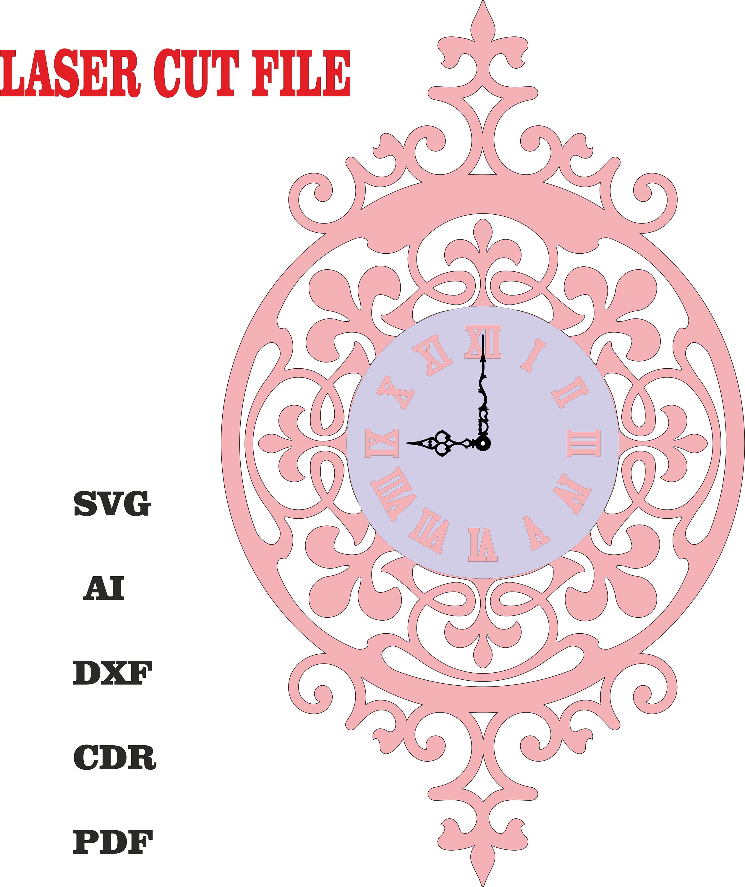 Wall Clock Svg. Digital File. File for Laser, Cricut, CNC. Pdf, Dxf ...