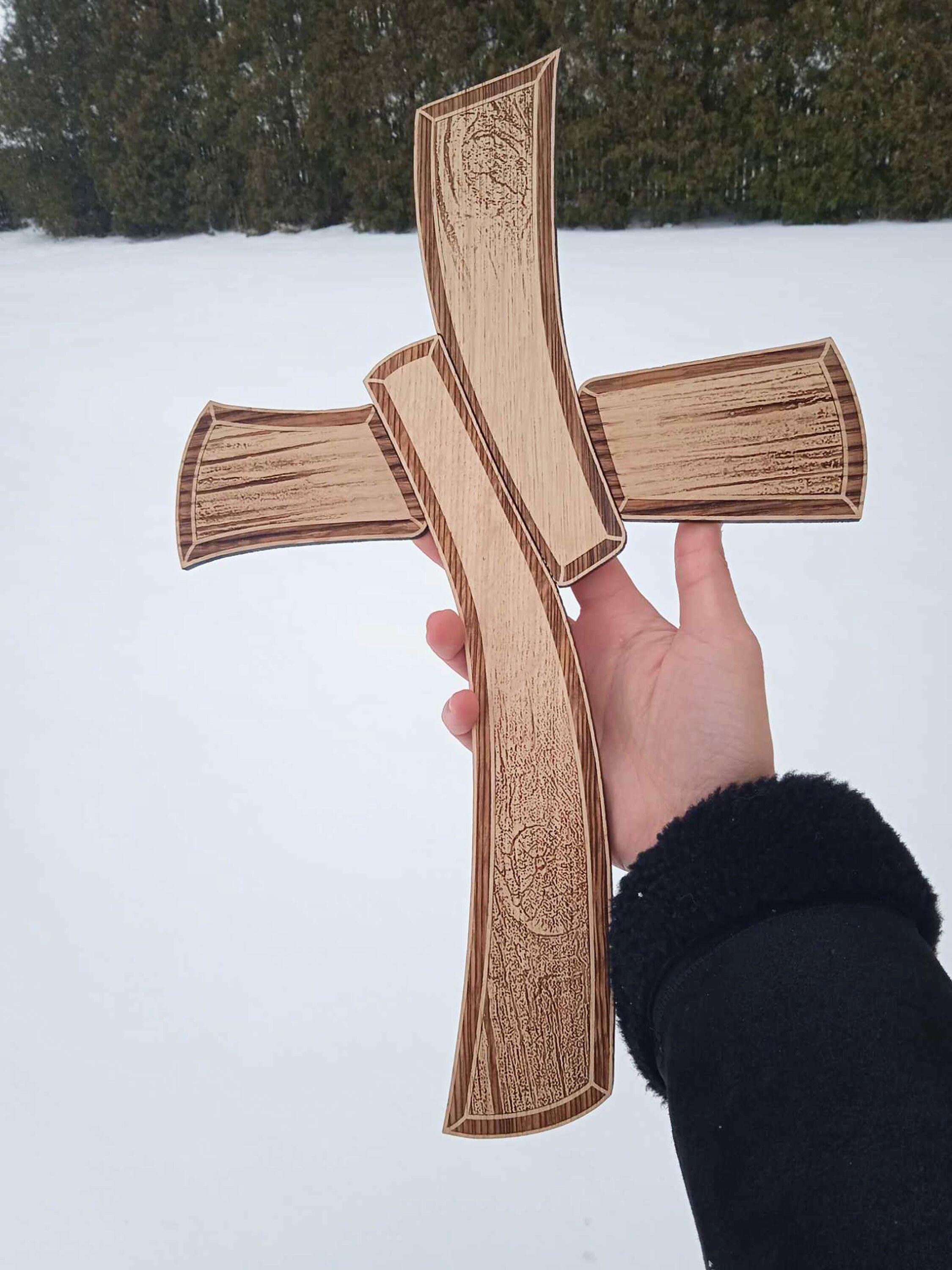 Large Wall Cross. Unusual Wooden Cross. Christian Wall Decor. Wall Art ...