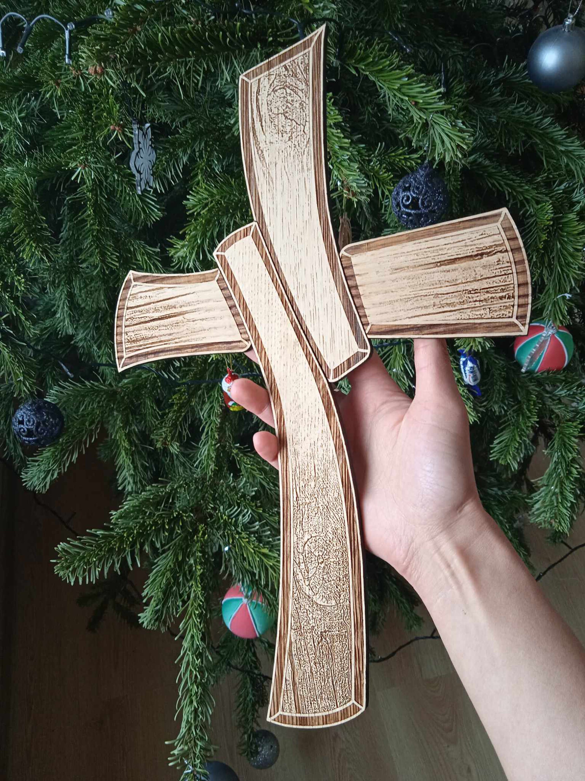 Large Wall Cross. Unusual Wooden Cross. Christian Wall Decor. Wall Art ...